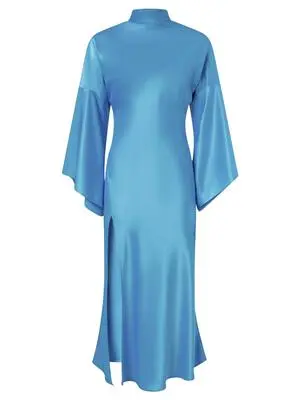 Pinko Long Sleeve Flared Dress With Slit - Blue
