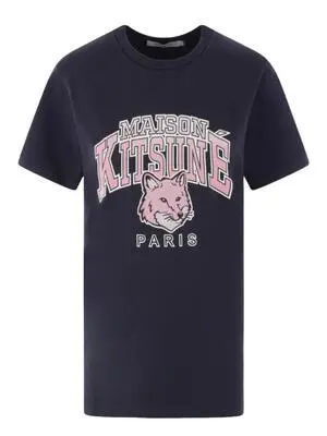 Maison Kitsuné Logo Printed Crewneck T-shirt - Black