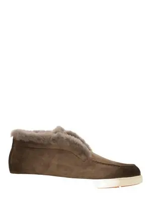 Santoni Fortune Shearling Lined Flat Boots - Green