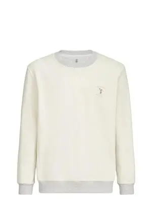 Brunello Cucinelli Cotton French Terry Sweatshirt With Embroidered Logo - Off-white