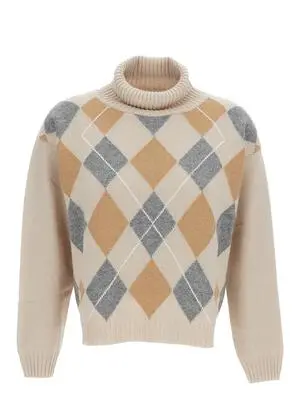 Lorena Antoniazzi Knitted Jumper With Argyle Pattern - Nude