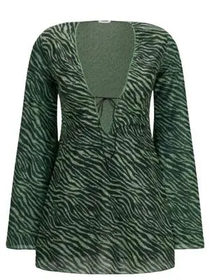 Oseree Lurex Thread Kaftan - Green