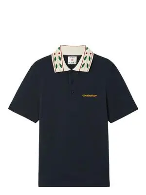 Casablanca Logo Embroidered Polo Shirt - Navy