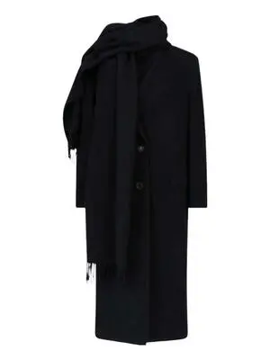 Attico Long-sleeved Coat - Black
