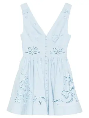 SELF-PORTRAIT Embroidered Cut-out Mini Dress - Blue