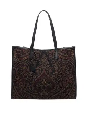 Etro Large Love Trotter Bag In Jacquard Fabric - Black