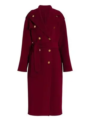 Alberta Ferretti Double-breasted Coat With Waist Tie - Rosso