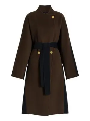 Alberta Ferretti Belted Color-blocked Coat - Black