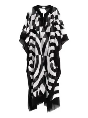 Dries Van Noten Printed Loose Kaftan Dress - Black