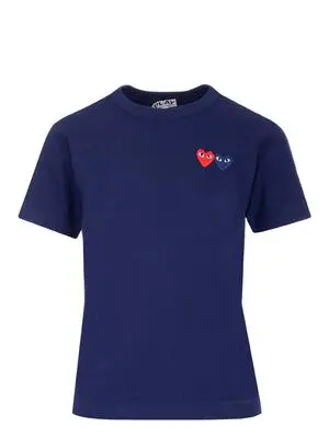 Play Comme Des Garcon Comme Des Garçons Play Double Heart Crewneck T-shirt - Blue