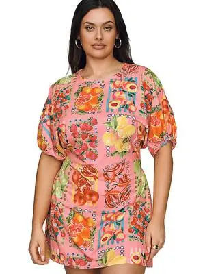 NEVER FULLY DRESSED Fruit Stamp Mini Dress - Pink Pattern