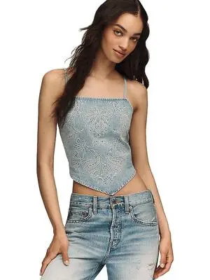 RAISONNEL Demi Handkerchief Hem Tank Top - Light Denim