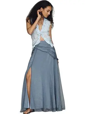 HUTCH Draped Chiffon Maxi Skirt - Blue