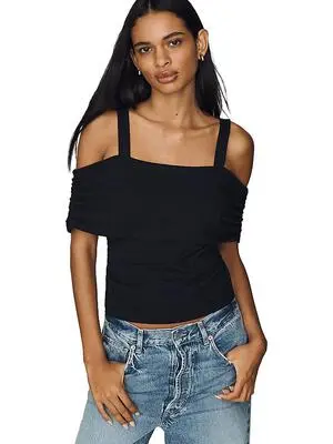 NATION LOS ANGELES Tamaira Off-shoulder Tank Top - Black