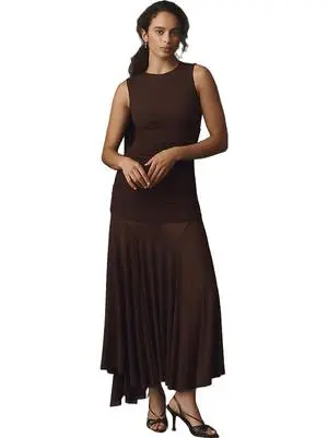 Bardot Alverie Mesh Maxi Dress - Chocolate