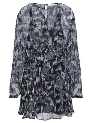 IRO PARIS Ruffled Printed Chiffon Mini Dress - Black