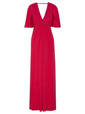 Halston Embellished Jersey Gown - Red