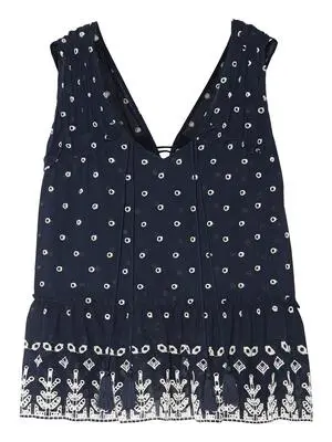 Derek Lam 10 Crosby Broderie Anglaise Cotton Top - Storm Blue
