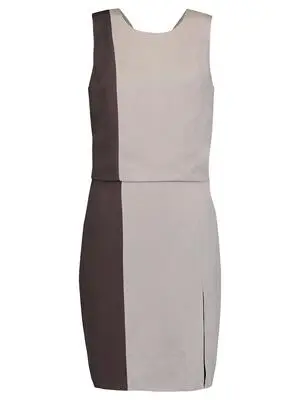 HALSTON Halston Two-Tone Crepe Mini Dress With Front Slit