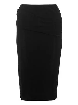 BY MALENE BIRGER Ruched Stretch-crepe Pencil Skirt - Black