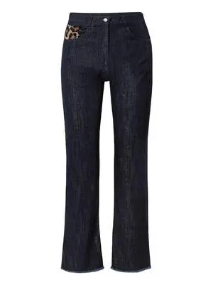 MICHAEL KORS Michael Kors Collection Calf Hair-Trimmed High-Rise Straight-Leg Jeans