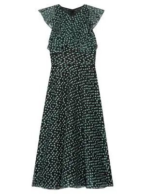 Lela Rose Ruffled Fil Coupé Organza Midi Dress - Mint