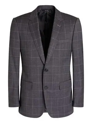 Dunhill Checked Wool Blazer - Dark Gray