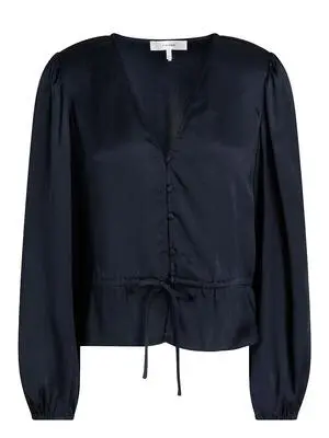 FRAME Fil Coupé Silk-satin Blouse - Navy