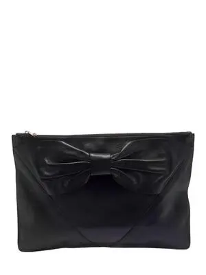 Red Valentino Bow-embellished Clutch Bag - Black
