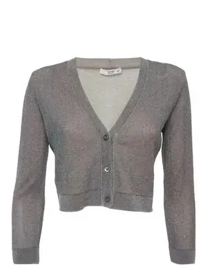 Prada Lurex-knit Cotton Cardigan - Grey
