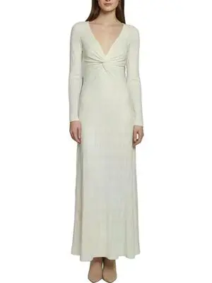 Missoni Crochet Knit Twisted Neckline Maxi Dress - Neutrals