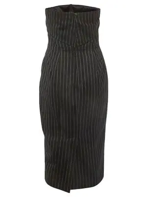 Dolce & Gabbana Pinstripe Strapless Midi Dress - Black