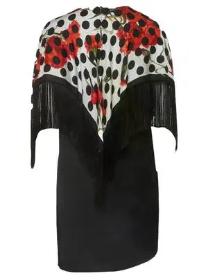 Dolce & Gabbana Polka-dot Fringed Mini Dress - Black
