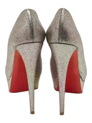 CHRISTIAN LOUBOUTIN Lady Peep Heeled Pumps - Silver