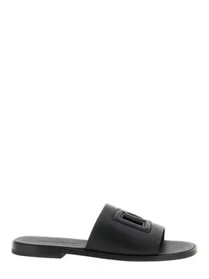 Dolce & Gabbana Dolce & Gabbana Calfskin Leather 'DG Light' Sandals Black