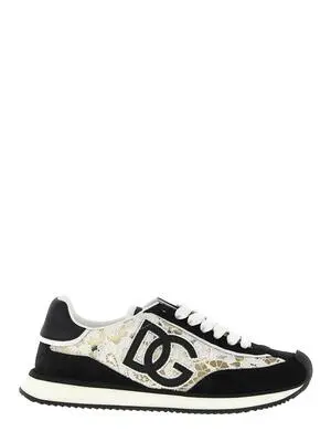 Dolce & Gabbana Dg Cushion' Suede And Lace Sneakers - Multicolor