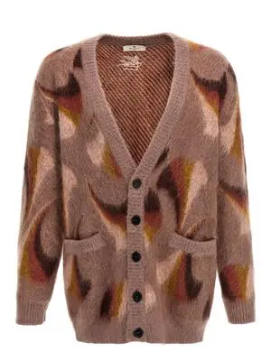Etro Patterned Mohair Blend V-neck Cardigan - Multicolor