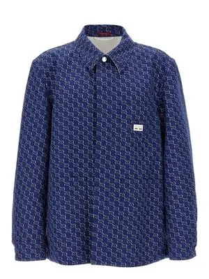 Gucci Gg Shadow Jacquard Cotton Jacket - Blue