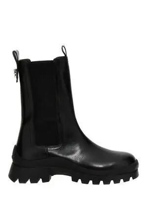 Dsquared2 Leather Ankle Boots With Back Logo Detail - Black