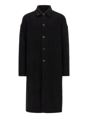 Rick Owens Buttoned Brad Wool Coat - Black