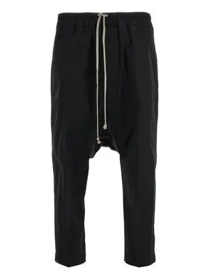 Rick Owens Drawstring Cropped Cotton Pants - Black