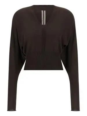 Rick Owens V Cropped Knit Top - Brown