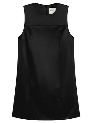 Posse Chester Cotton-Silk Shift Mini Dress Black