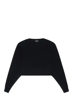 TOM FORD Cropped Wool-cashmere Blend Sweater - Black