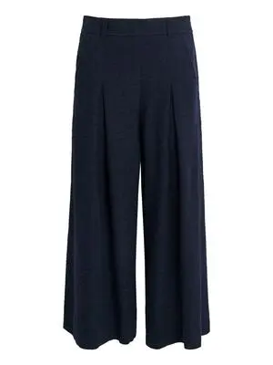 ME+EM Very Wide Pleated Bouclé Trousers - Navy