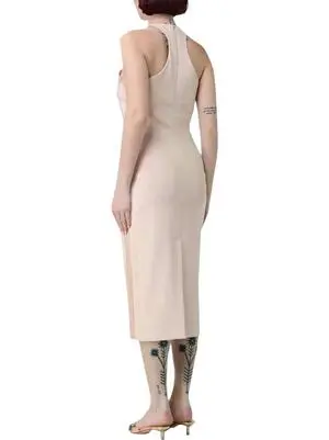 Elisabetta Franchi Halterneck Crêpe Dress - Neutrals