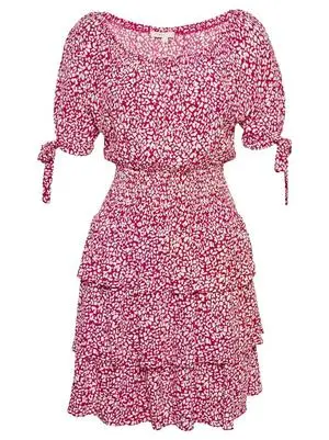 Maje Animal Print Off-shoulder Midi Dress - Red
