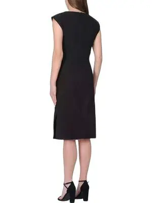 Pinko Ruched Midi Dress With Decorative Buttons - Black