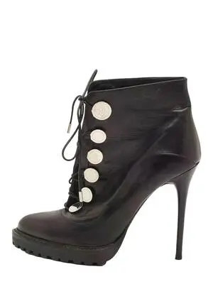Alexander McQueen Leather Embellished Ankle Boots - Black