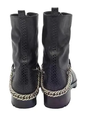 CHRISTIAN LOUBOUTIN Chain-strap Detail Combat Boots - Black